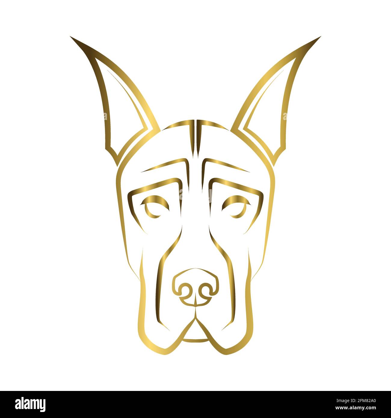 gold line art of Great Dane dog head. Good use for symbol, mascot, icon ...