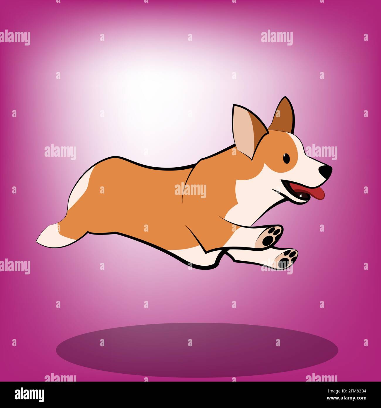 Cute Cartoon Vector Illustration of a corgi dog It is running Stock ...