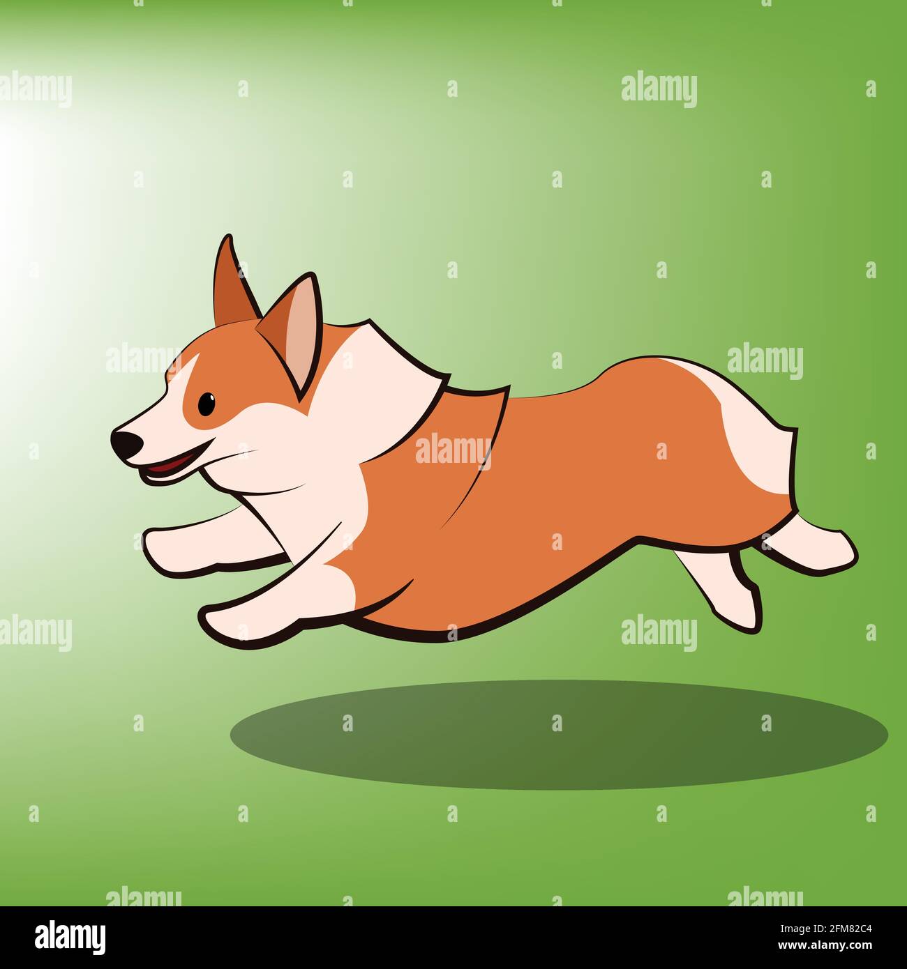 Cute Cartoon Vector Illustration of a corgi dog It is running Stock ...