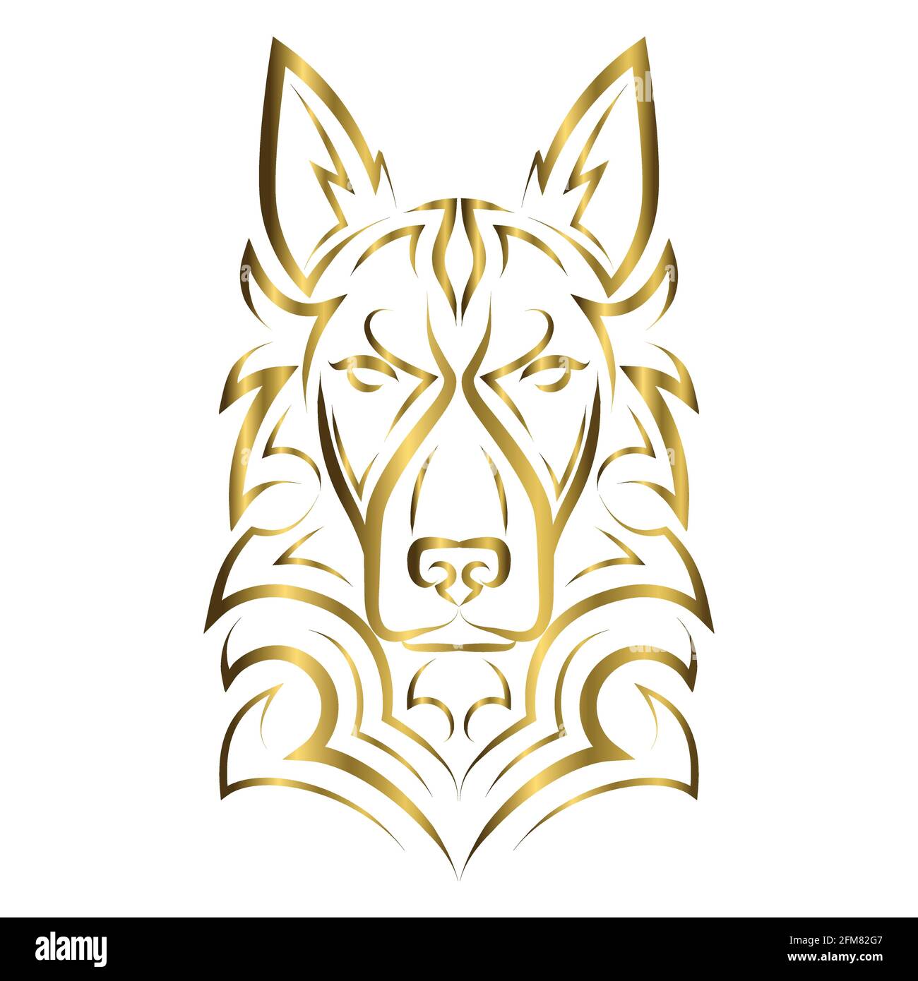 gold line art of german shepherd dog head. Good use for symbol, mascot ...