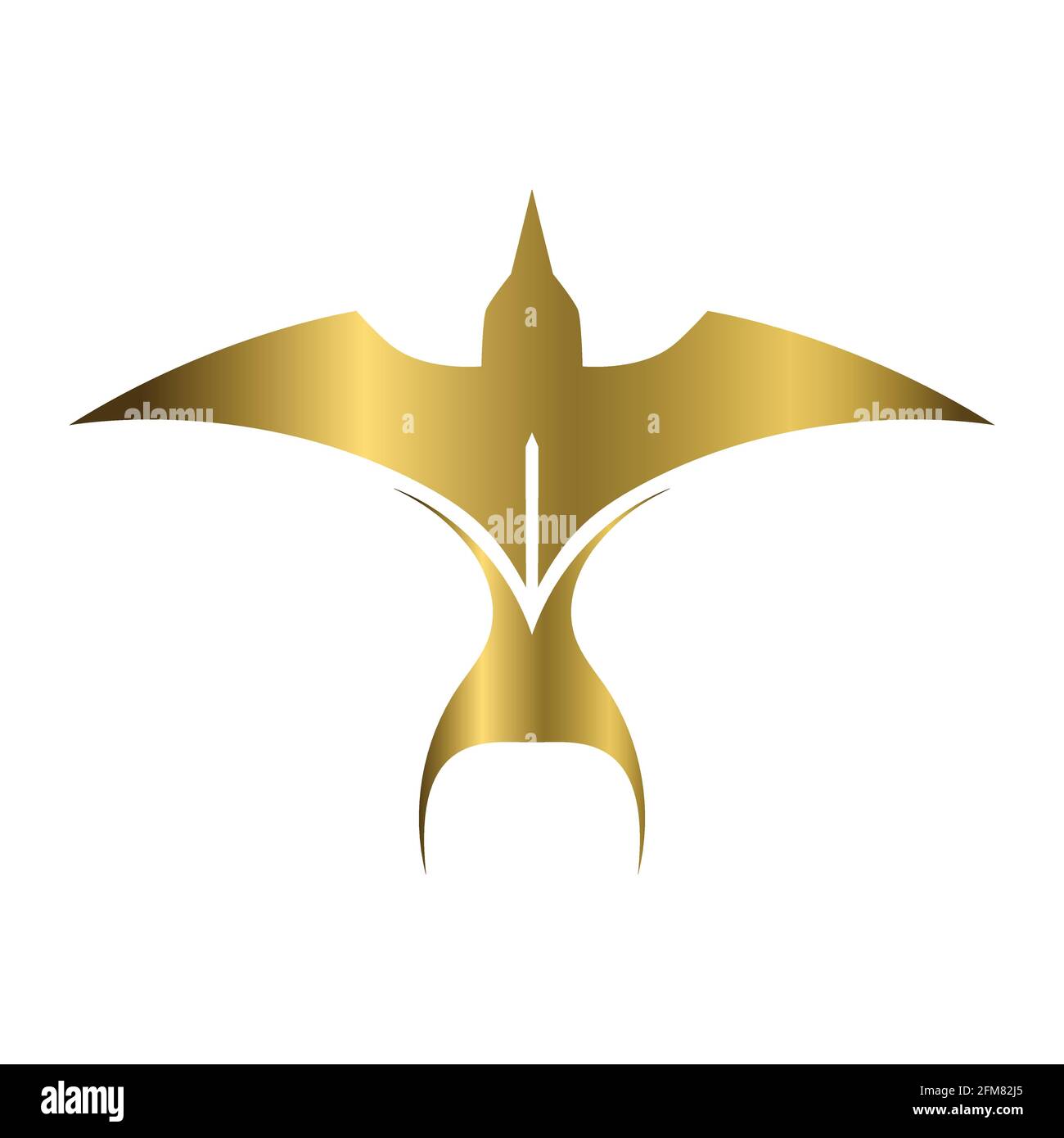 gold Silhouette Vector illustration on a white background of a Flying ...