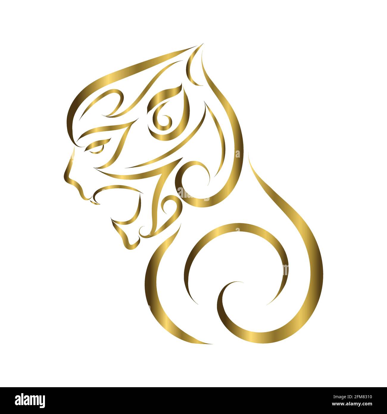 gold line art of monkey head. Good use for symbol, mascot, icon, avatar ...