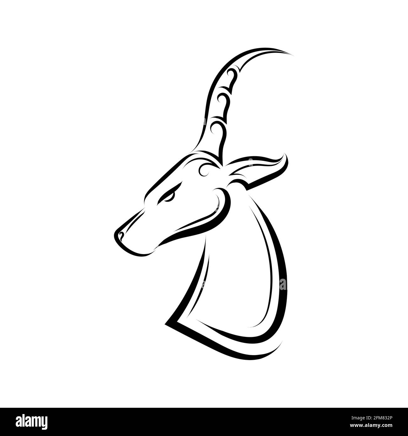 Black and white line art of impala head. Good use for symbol, mascot ...