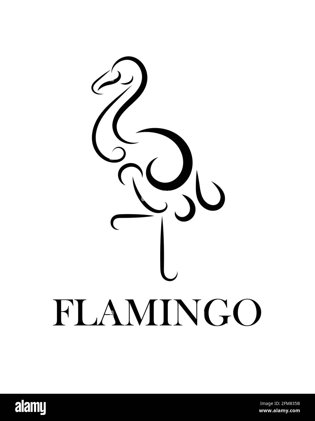 Line art vector illustration of flamingo. It is standing with one leg Stock Vector Image & Art ...