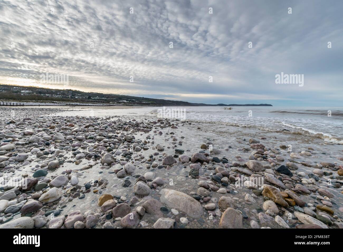 Llanddulas pebble beach in Winter on the North Wales coast Stock Photo ...