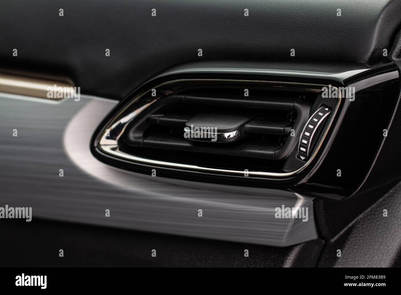 Car air conditioning close up view. The air conditioner flow inside the ...