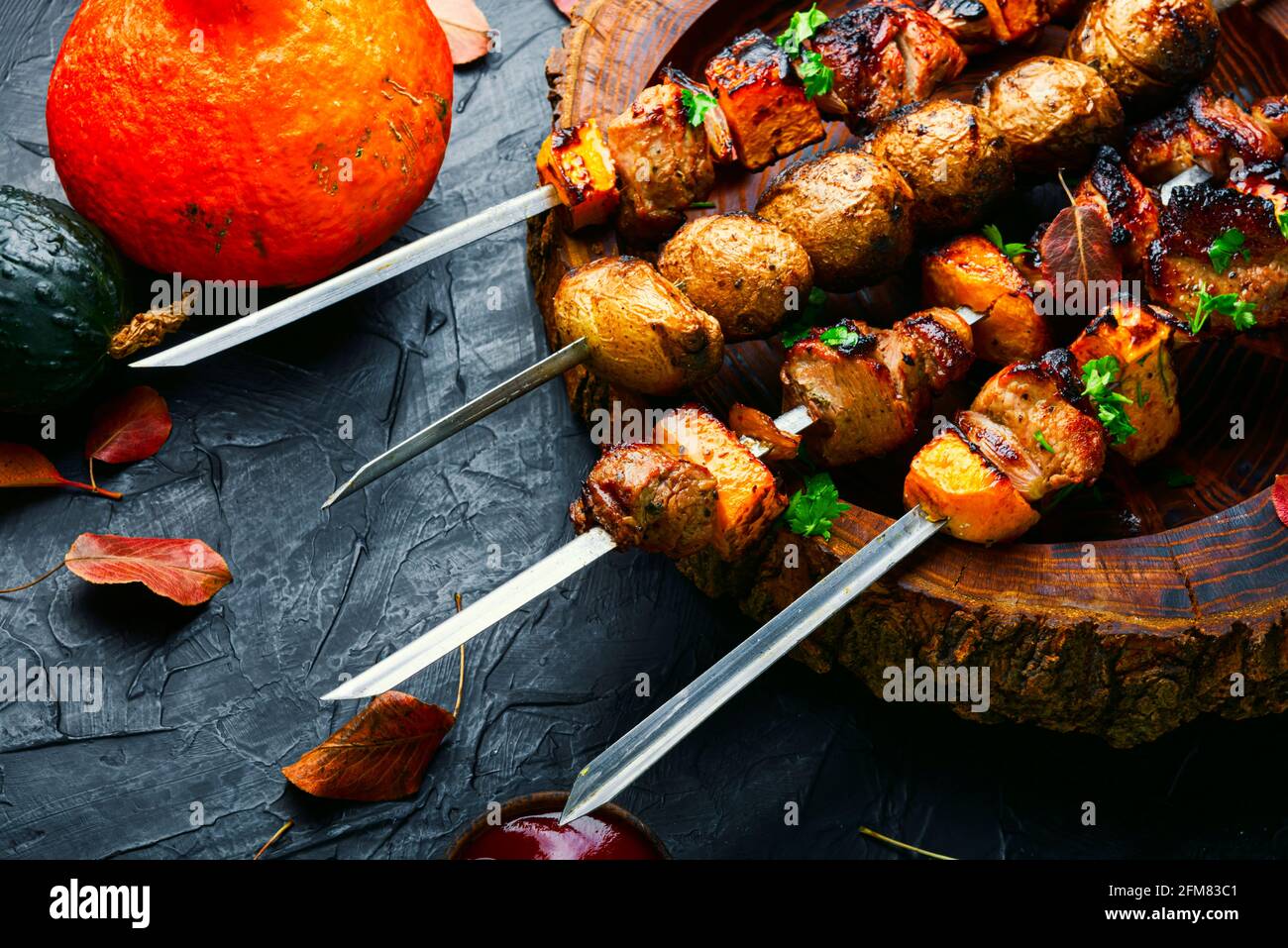 Kebabs fried meat potatoes hi-res stock photography and images - Alamy