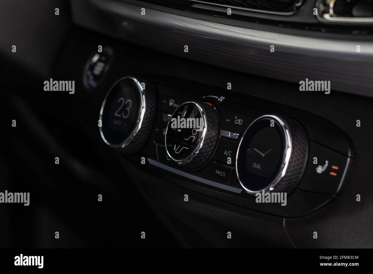 Digital control panel car air conditioner dashboard. Modern car ...