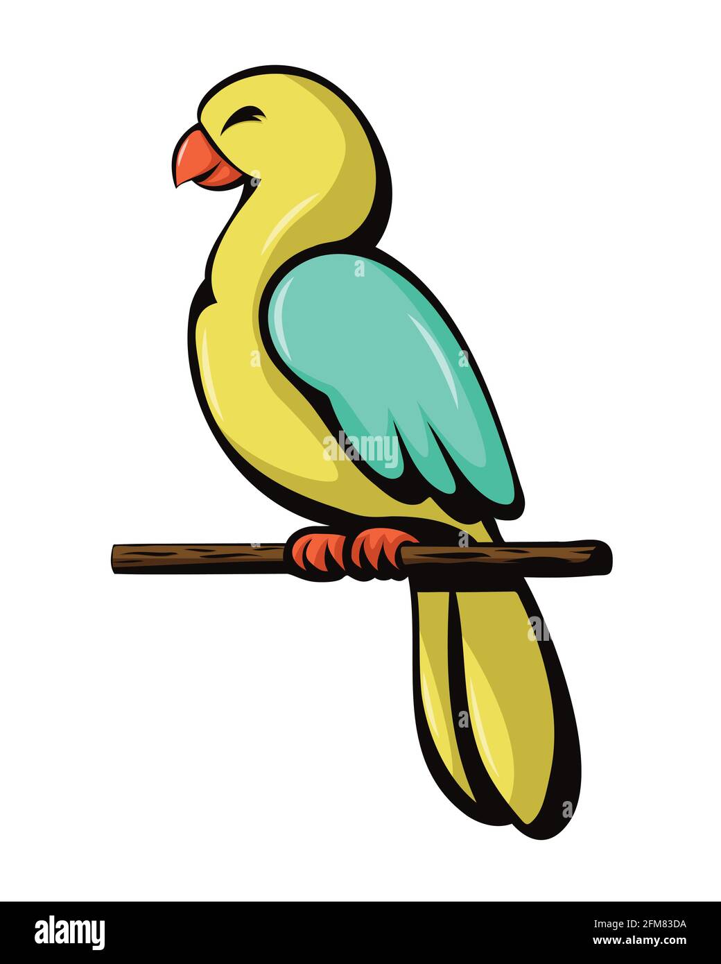 Vector illustration cartoon on a white background of a cute parrot ...