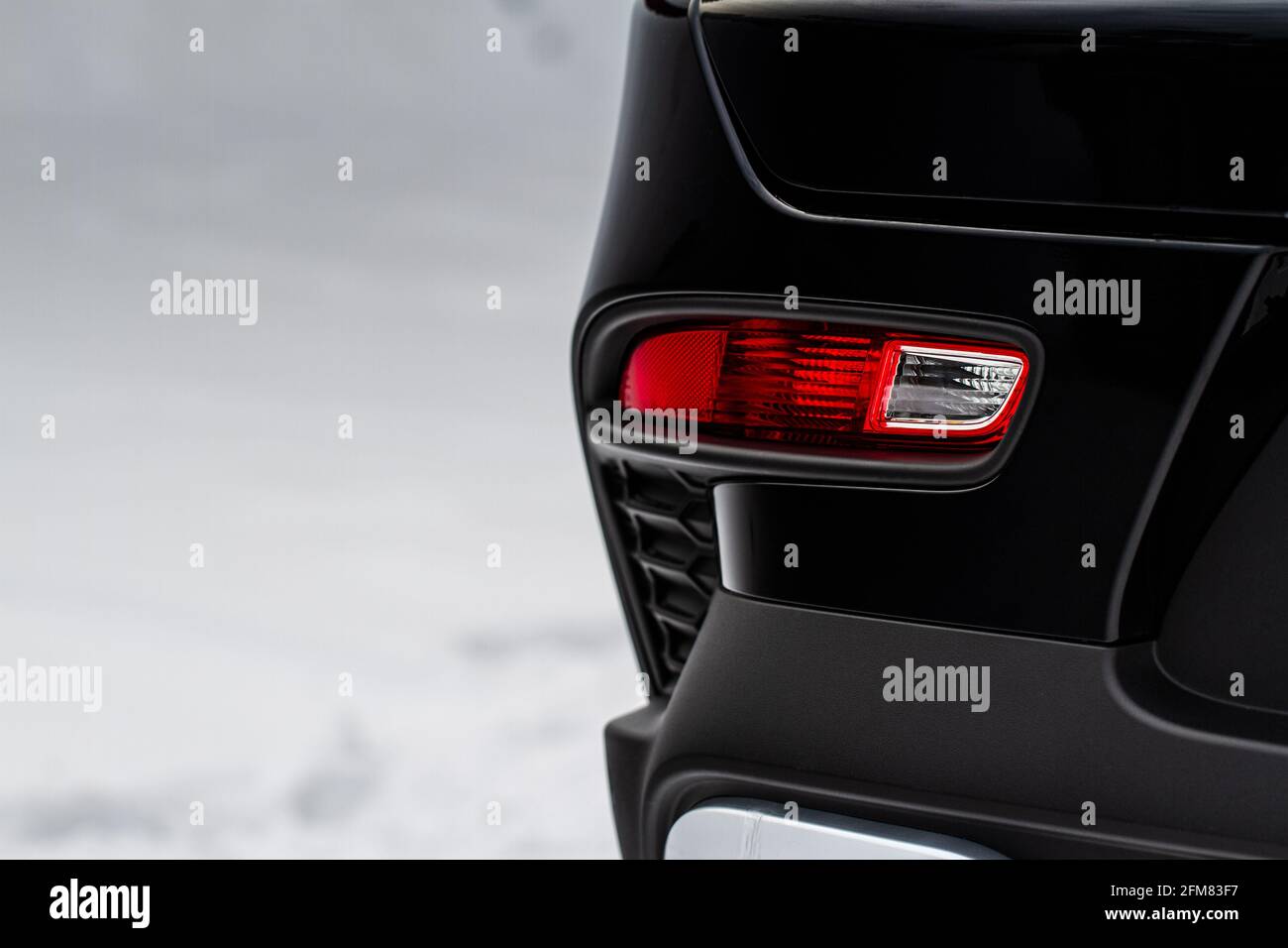 Rear view of car with red tail lights on hi-res stock photography and ...