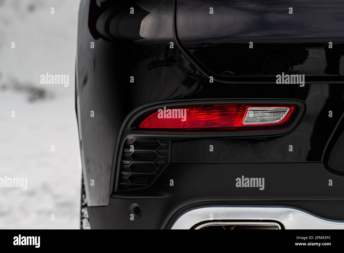 Closeup red tail light on black car hi-res stock photography and images ...
