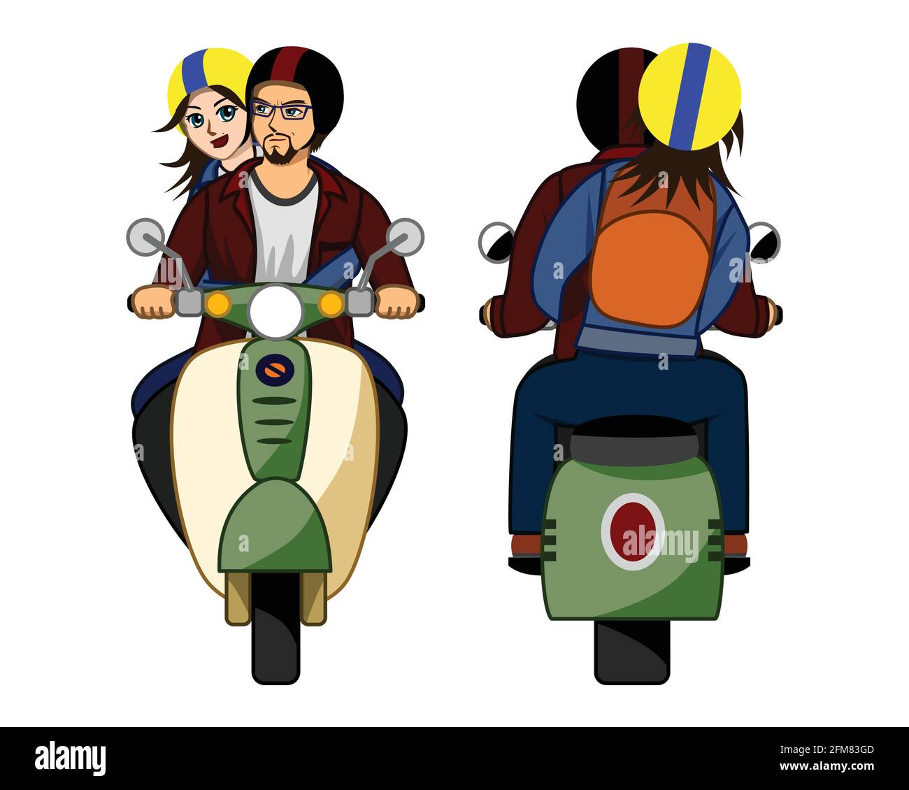 Couple riding motorcycle, men Stock Vector Images - Alamy