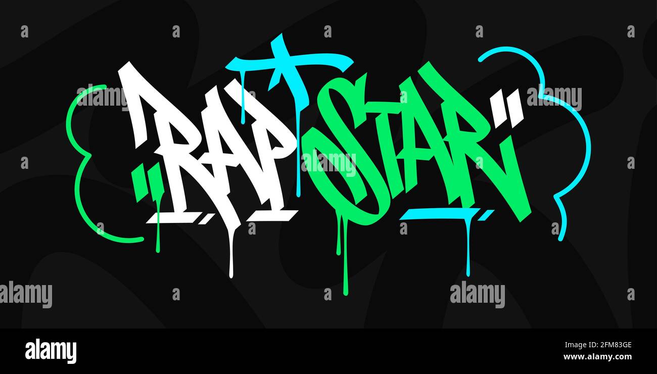 Hip Hop Hand Written Urban Graffiti Style Words Rap Star Vector ...