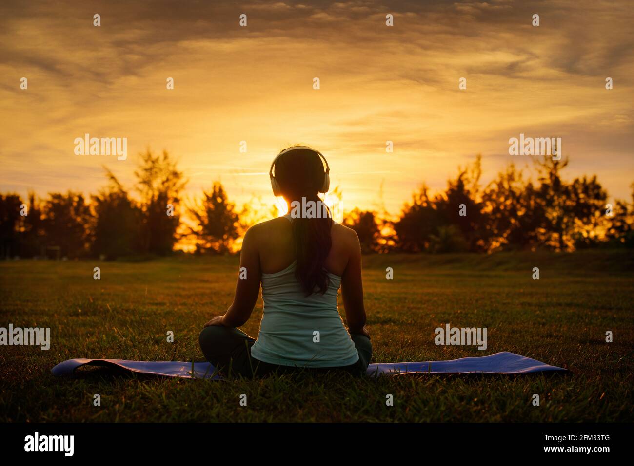 Concept of healthy lifestyle and relaxation-back view of attractive ...