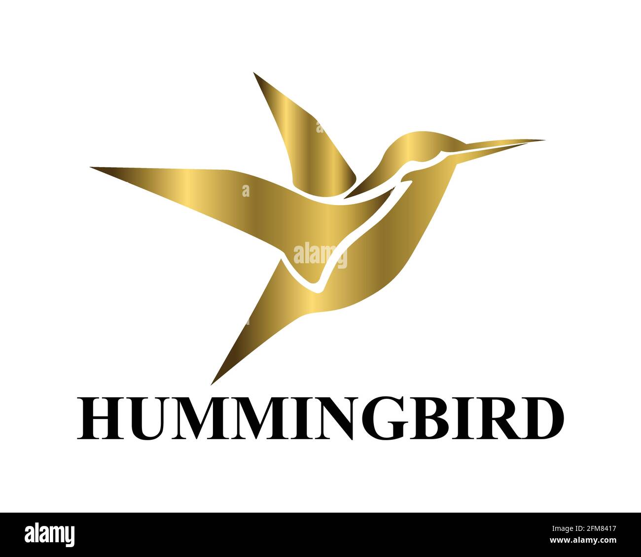 Gold Vector illustration on a white background of flying hummingbirds ...