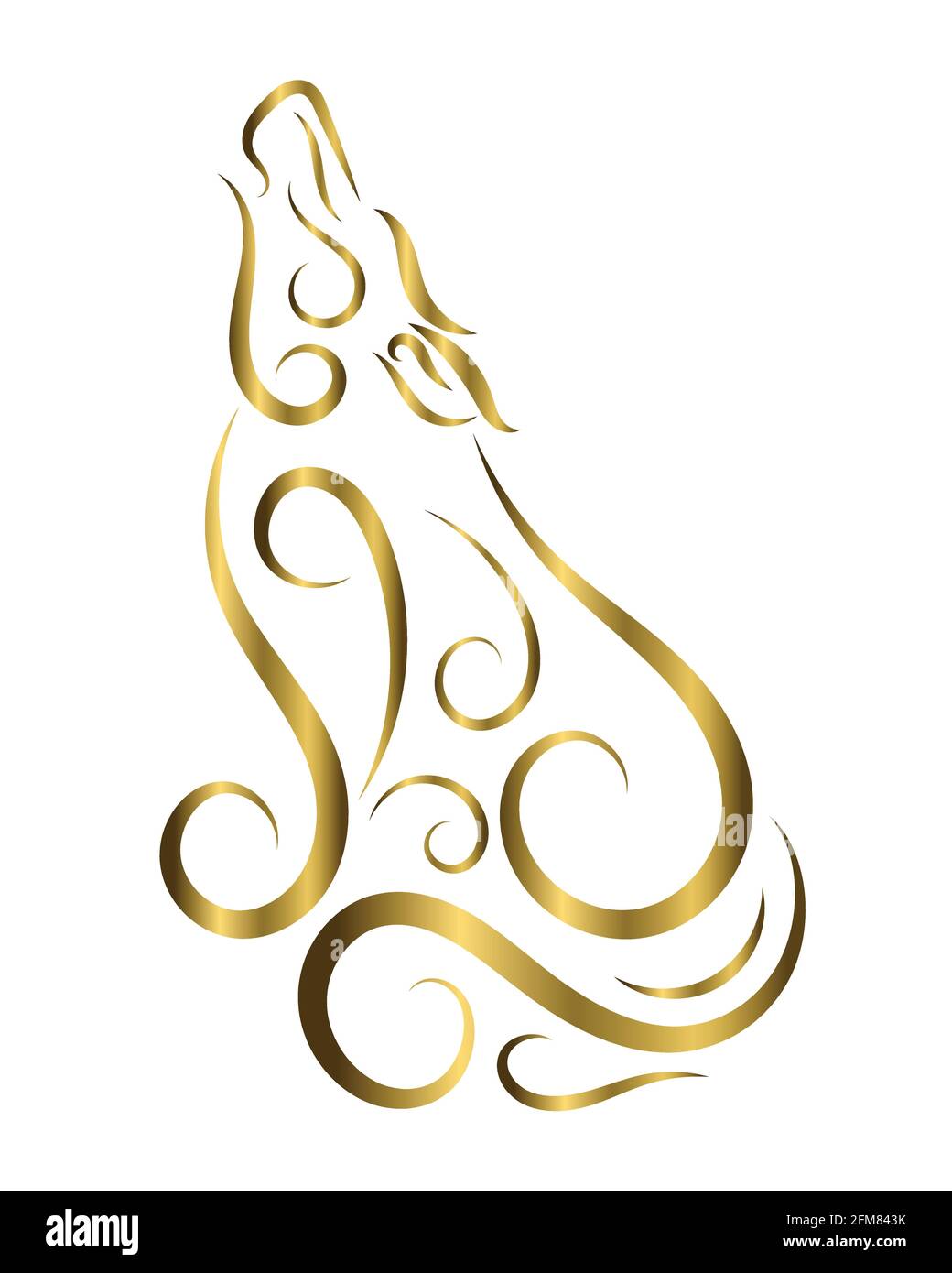 Line art vector of A howling wolf. Can be used to make a logo Or ...