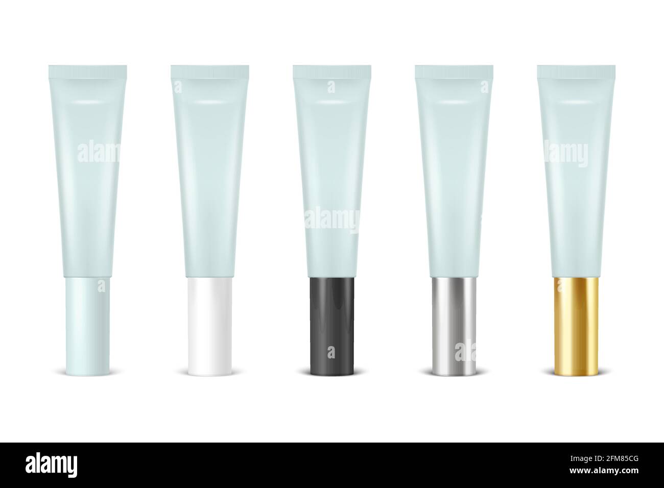 Vector 3d Realistic Plastic, Metal Blue Lip Balm, Lipstick, Cream Tube ...