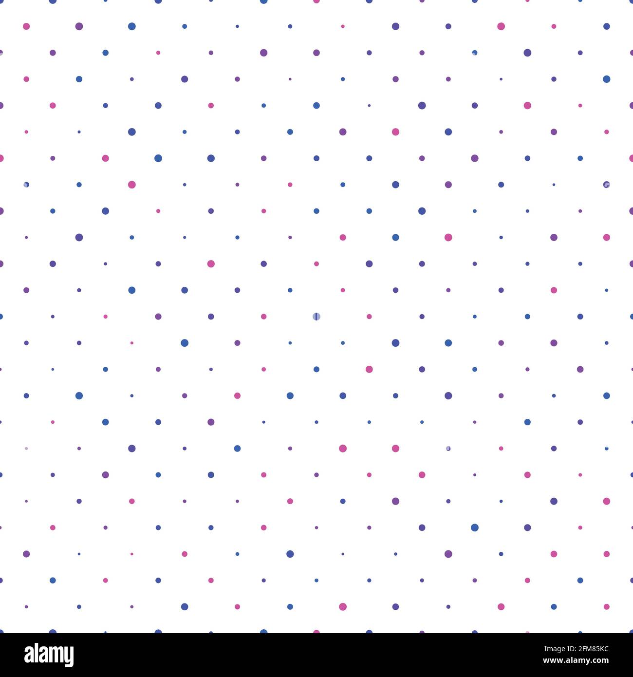 Seamless polka dot pattern. Pink, violet and blue dots in random sizes ...