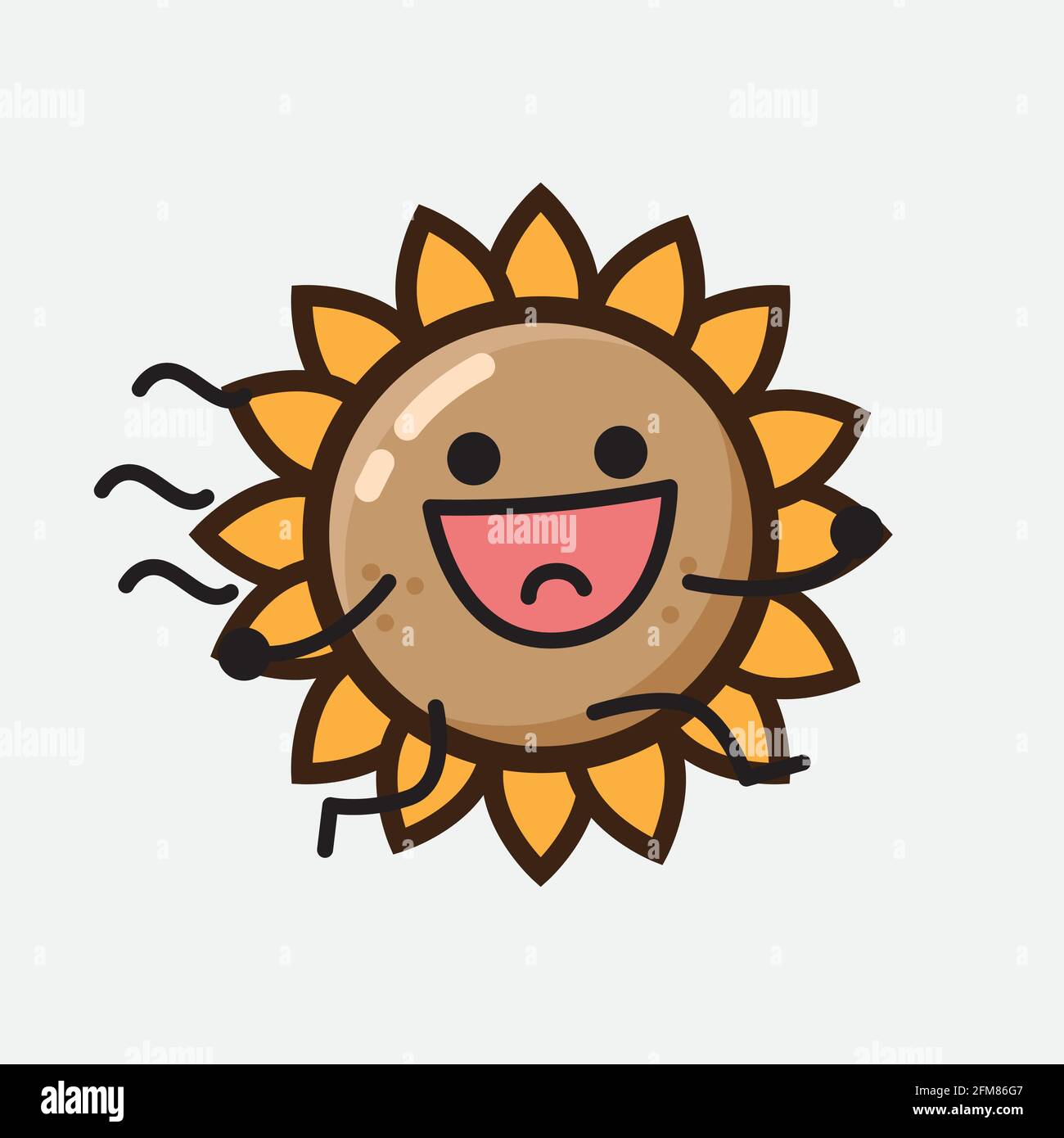 Vector Illustration of Sunflower Character with cute face, simple hands ...