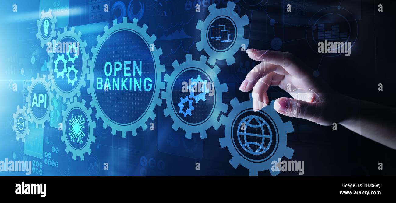 Open banking financial technology fintech concept on virtual screen ...