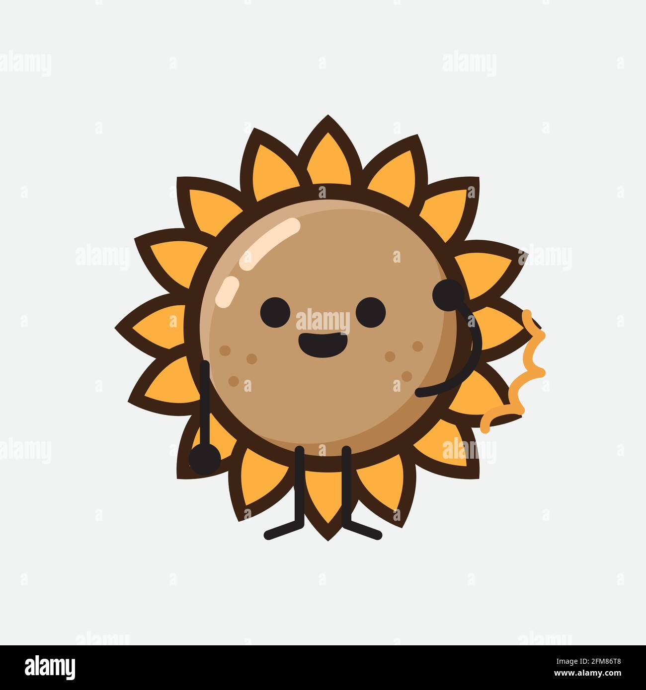 Vector Illustration of Sunflower Character with cute face, simple hands ...