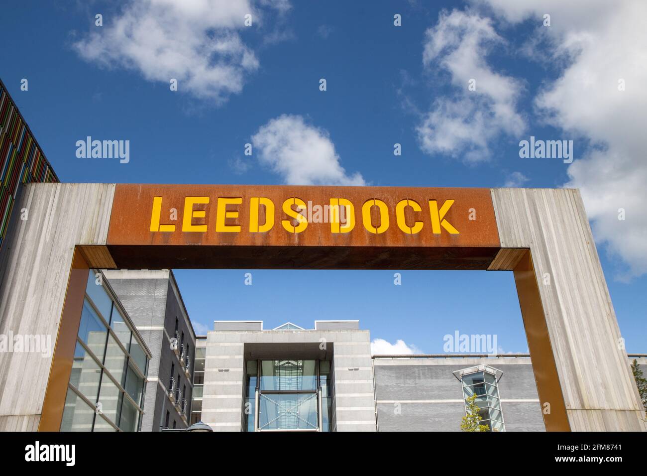 The area in the Leeds city centre known as The Leeds Dock showing the ...