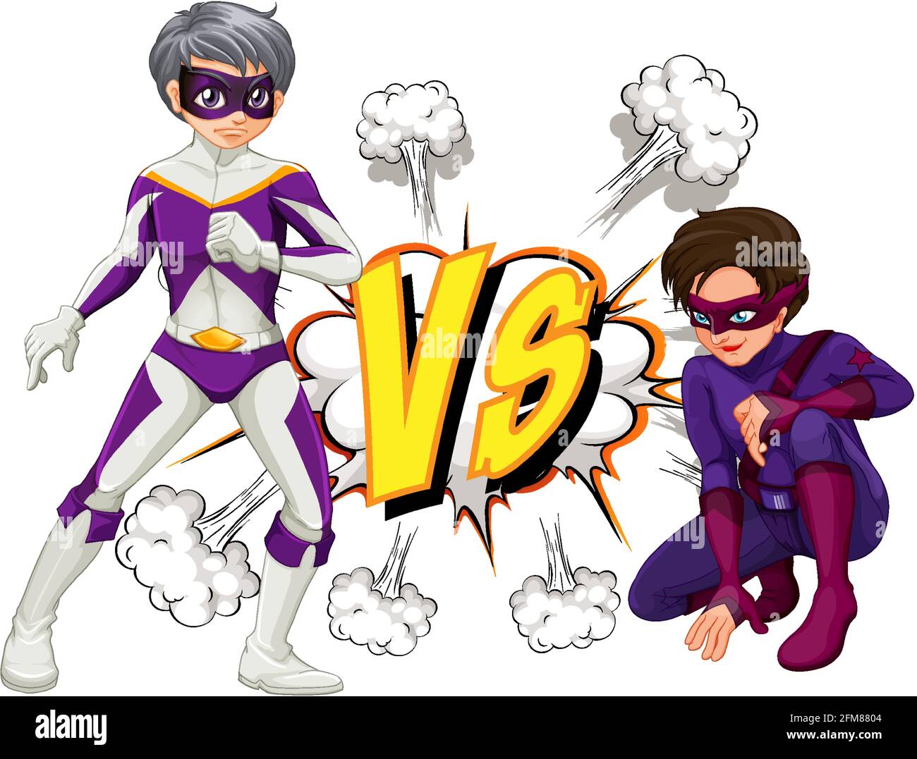 Two superheroes fighting each other illustration Stock Vector Image ...