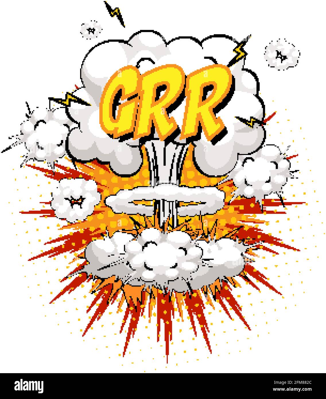GRR text on comic cloud explosion isolated on white background ...