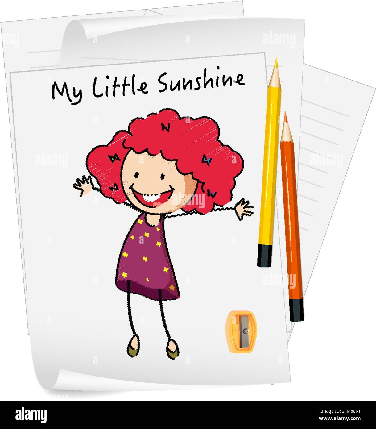Sketch little kids cartoon character on paper isolated illustration ...