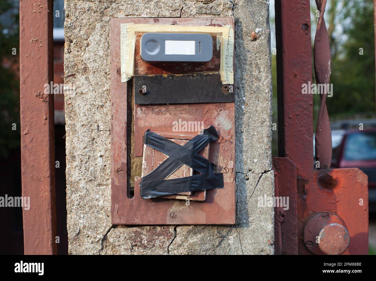 Old rusty garage lock Stock Photo - Alamy
