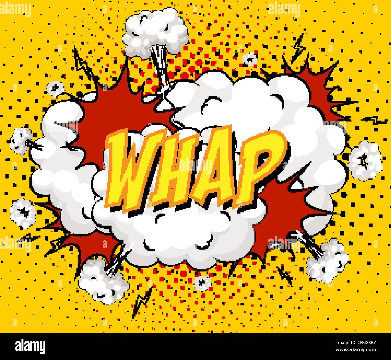 WHAP text on comic cloud explosion on yellow background illustration ...