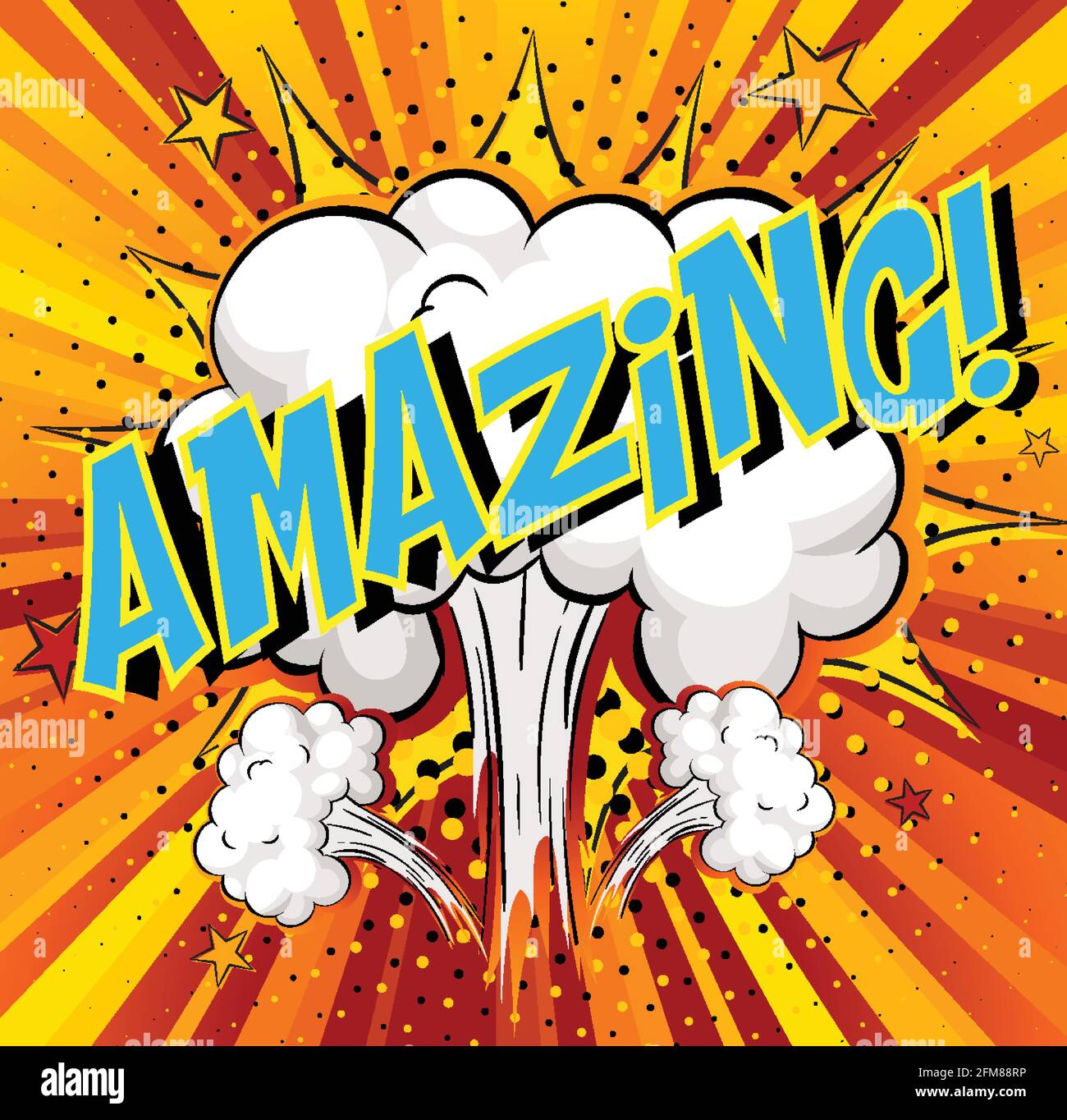Word Amazing on comic cloud explosion background illustration Stock ...