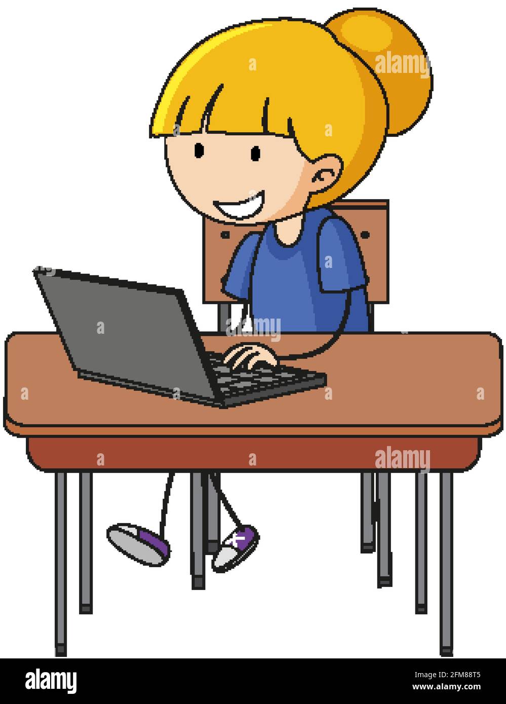 Cute girl homework doodle cartoon Stock Vector Images - Alamy