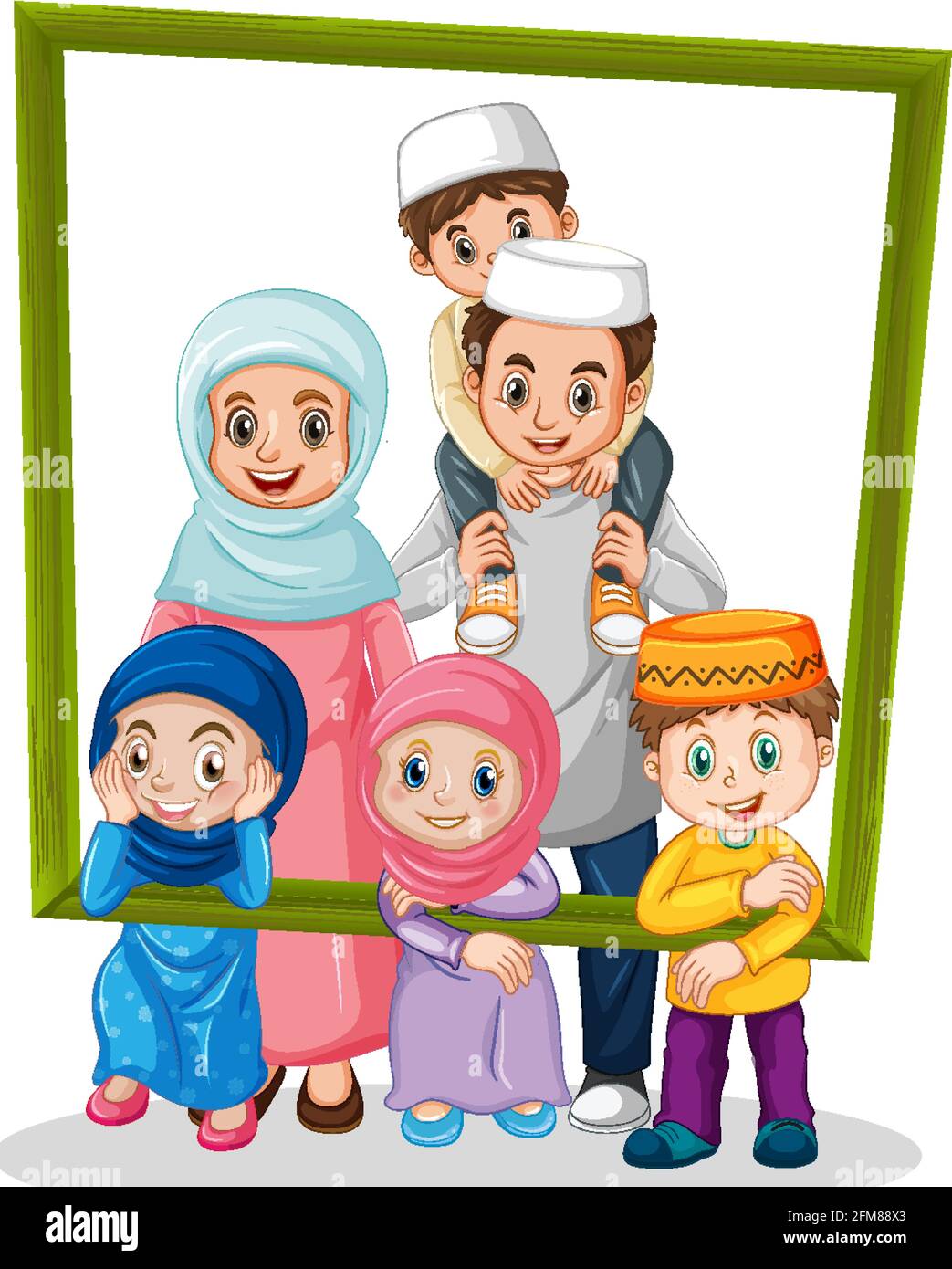 Happy family member holding photo frame illustration Stock Vector Image ...