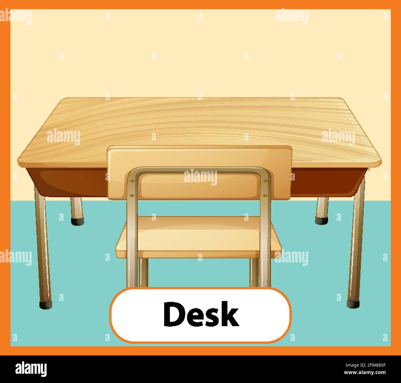 Educational English word card of Desk illustration Stock Vector Image ...