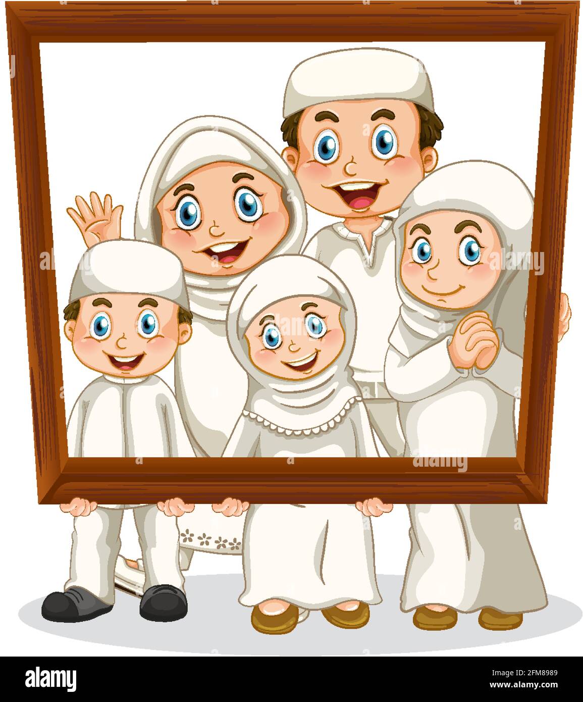 Happy family member holding photo frame illustration Stock Vector Image ...