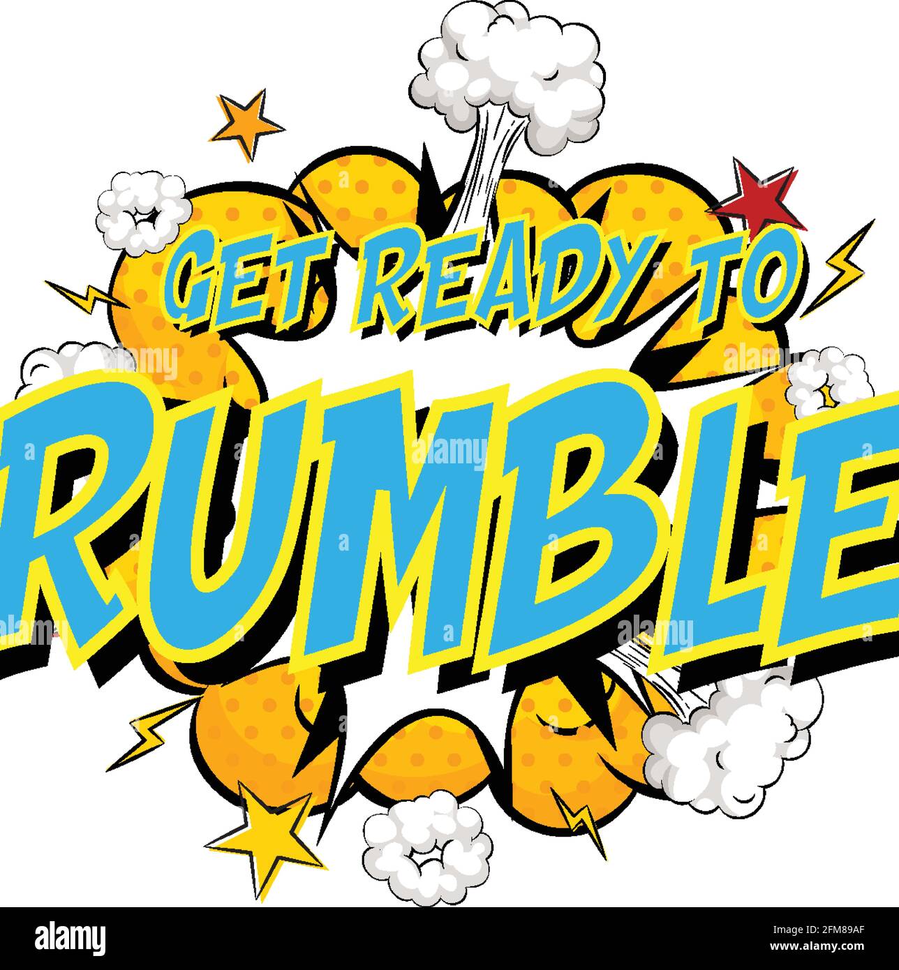 Word Get ready to rumble on comic cloud explosion background ...