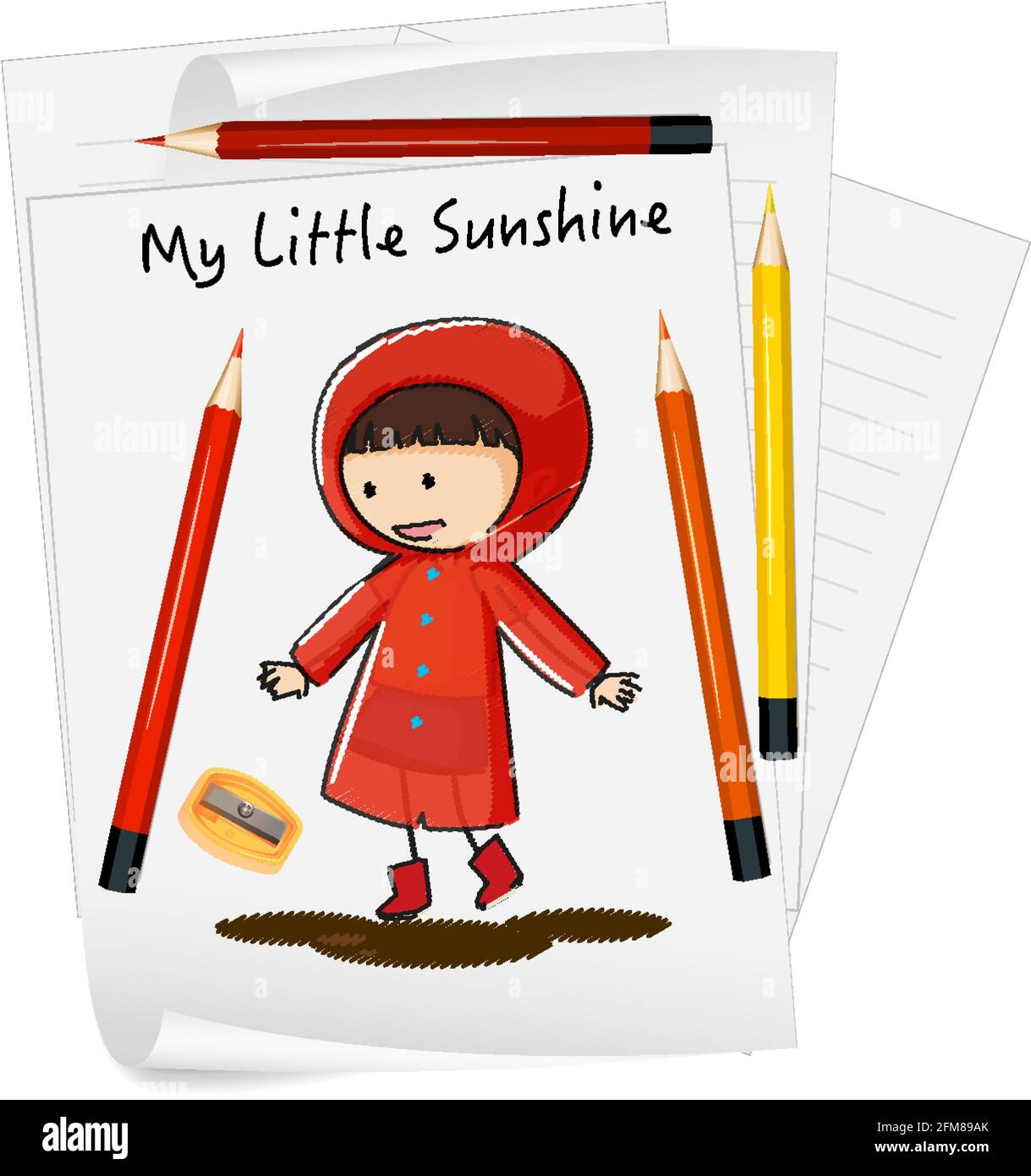 Sketch little kids cartoon character on paper isolated illustration ...