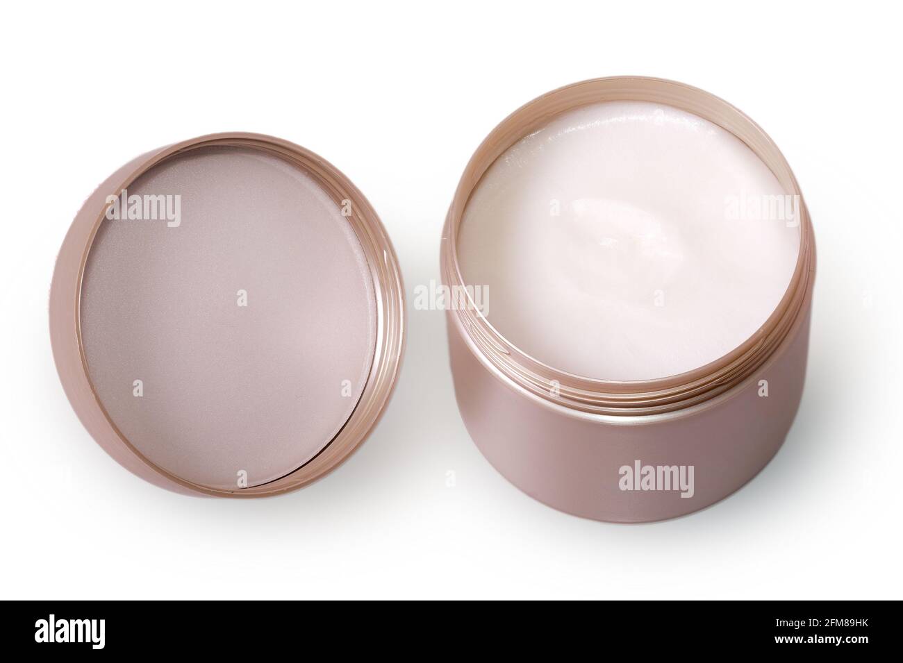 metal jar with white cream on white background Stock Photo - Alamy