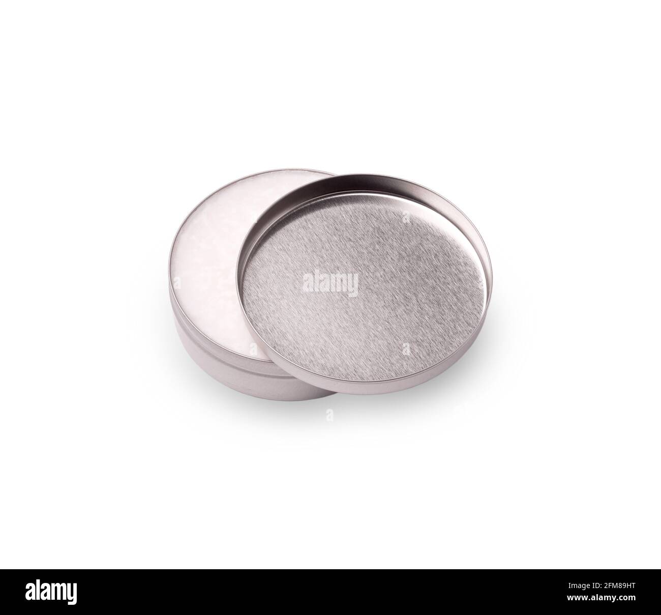 metal jar with white cream on white background Stock Photo - Alamy