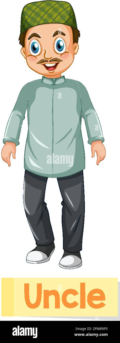 Educational English word card of uncle illustration Stock Vector Image ...