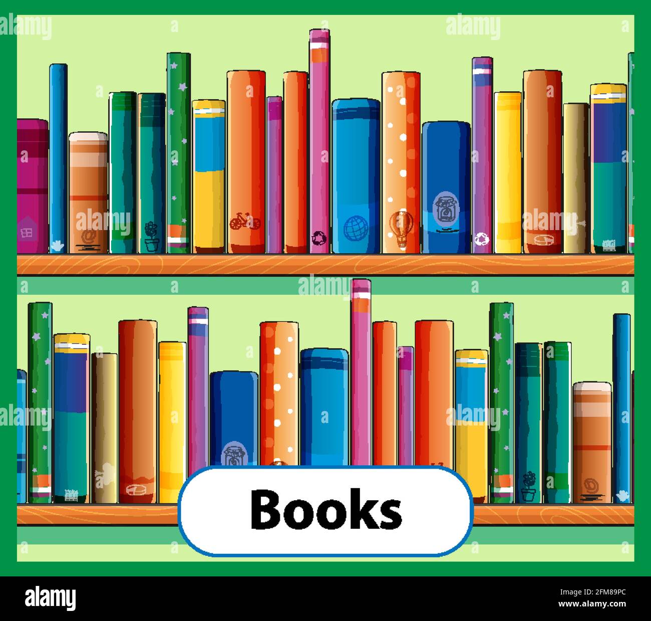 Educational English word card of Books illustration Stock Vector Image ...