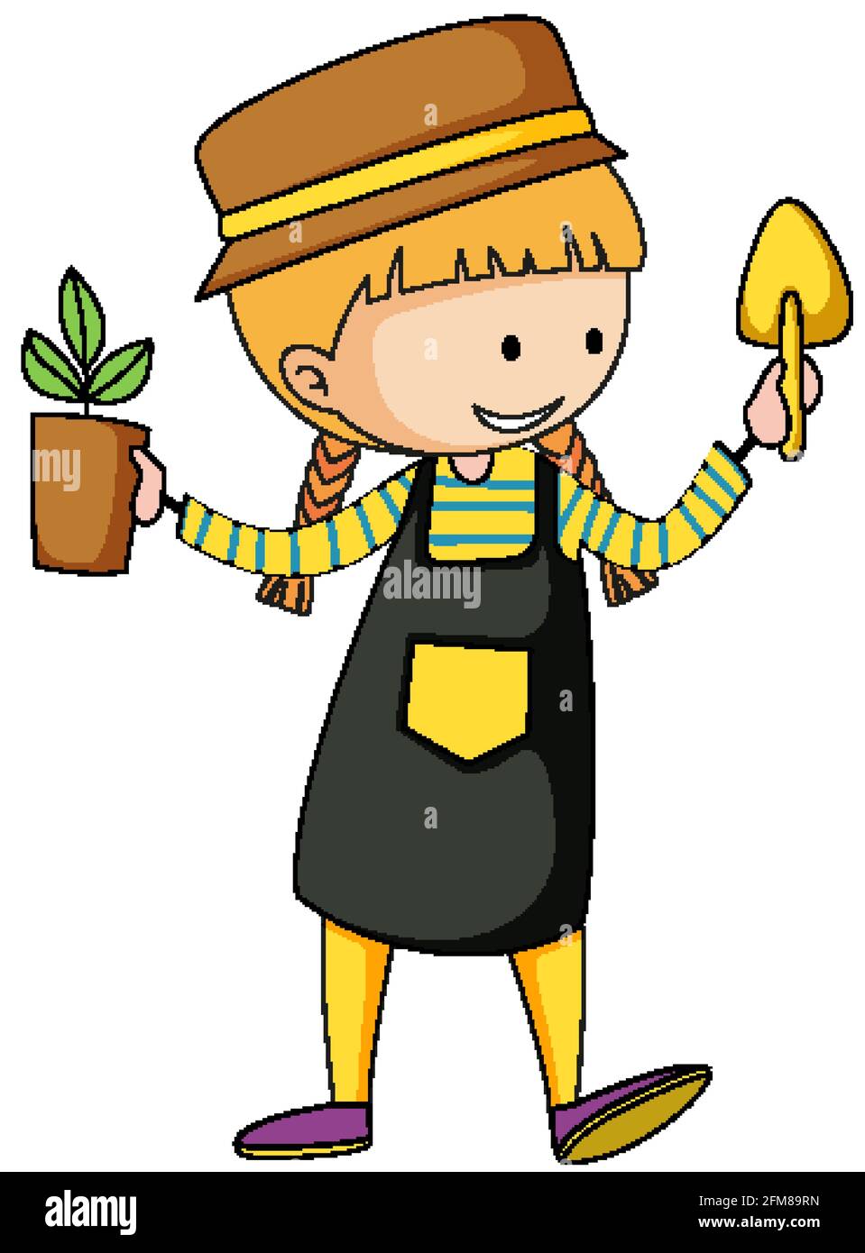 Little gardener doodle cartoon character illustration Stock Vector ...