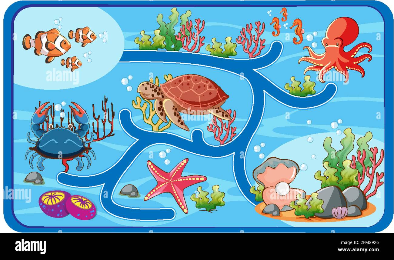 Cute cartoon maze game template illustration Stock Vector Image & Art ...