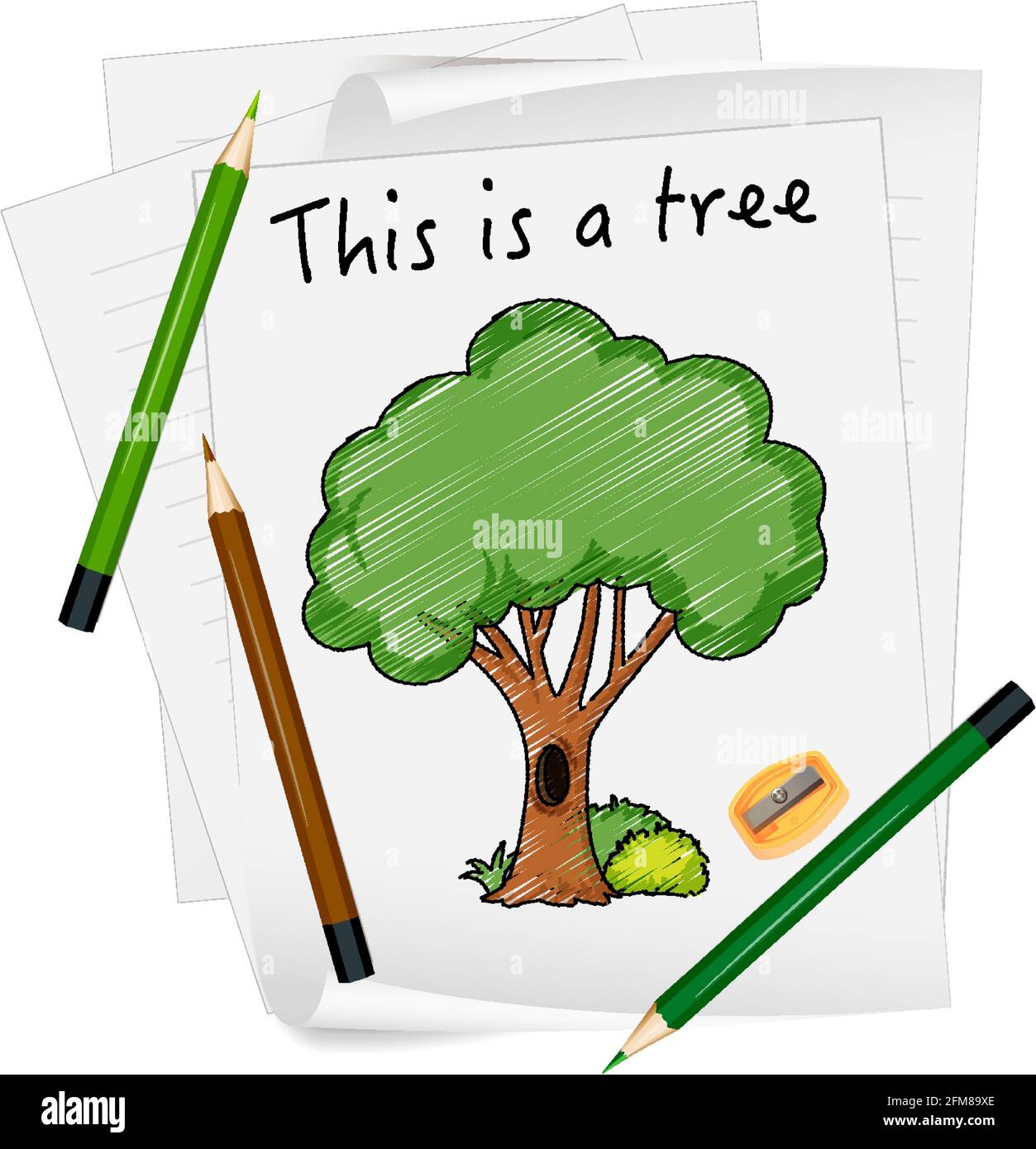 Sketch little kids cartoon character on paper isolated illustration ...