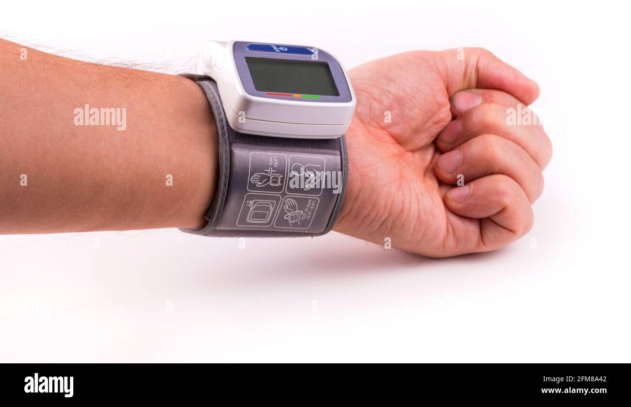 hand with the new tonometer. Isolated on white background Stock Photo ...