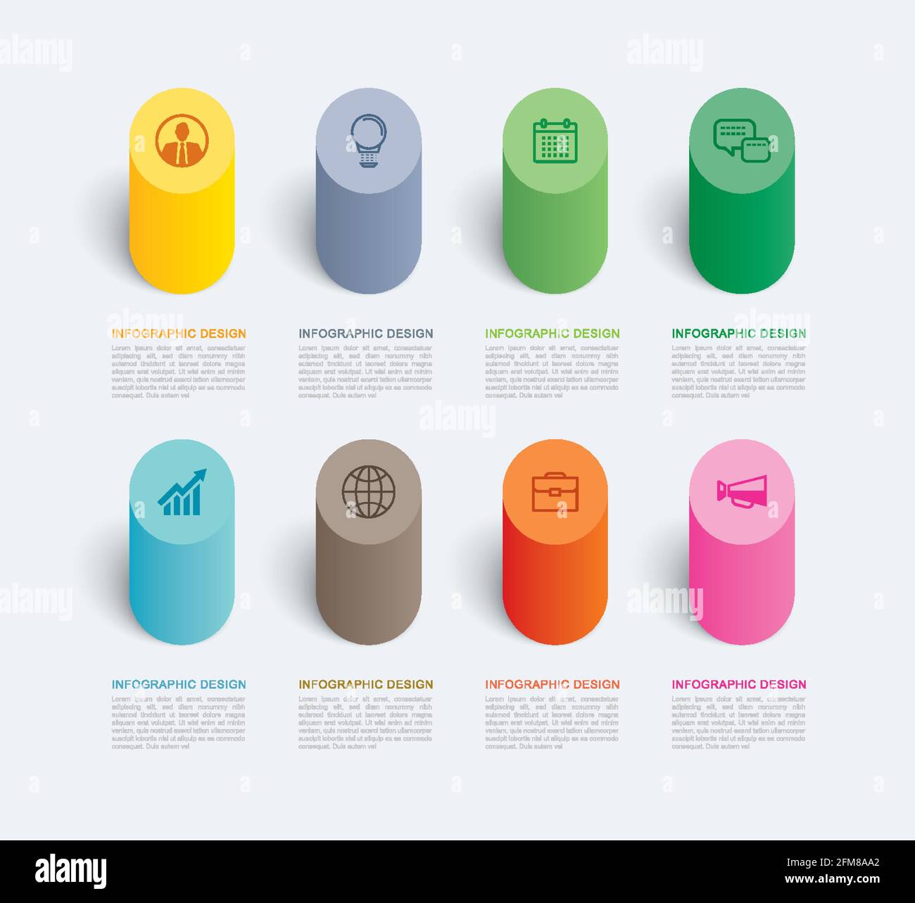 Cylinder infographic template 8 data background Stock Vector Image ...