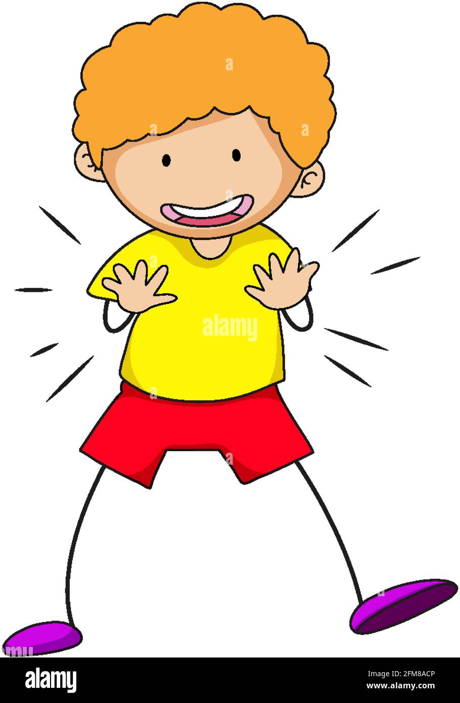 Cute boy cartoon character in hand drawn doodle style isolated ...