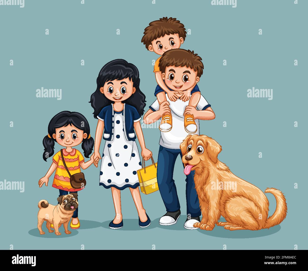 Happy family member cartoon character illustration Stock Vector Image ...