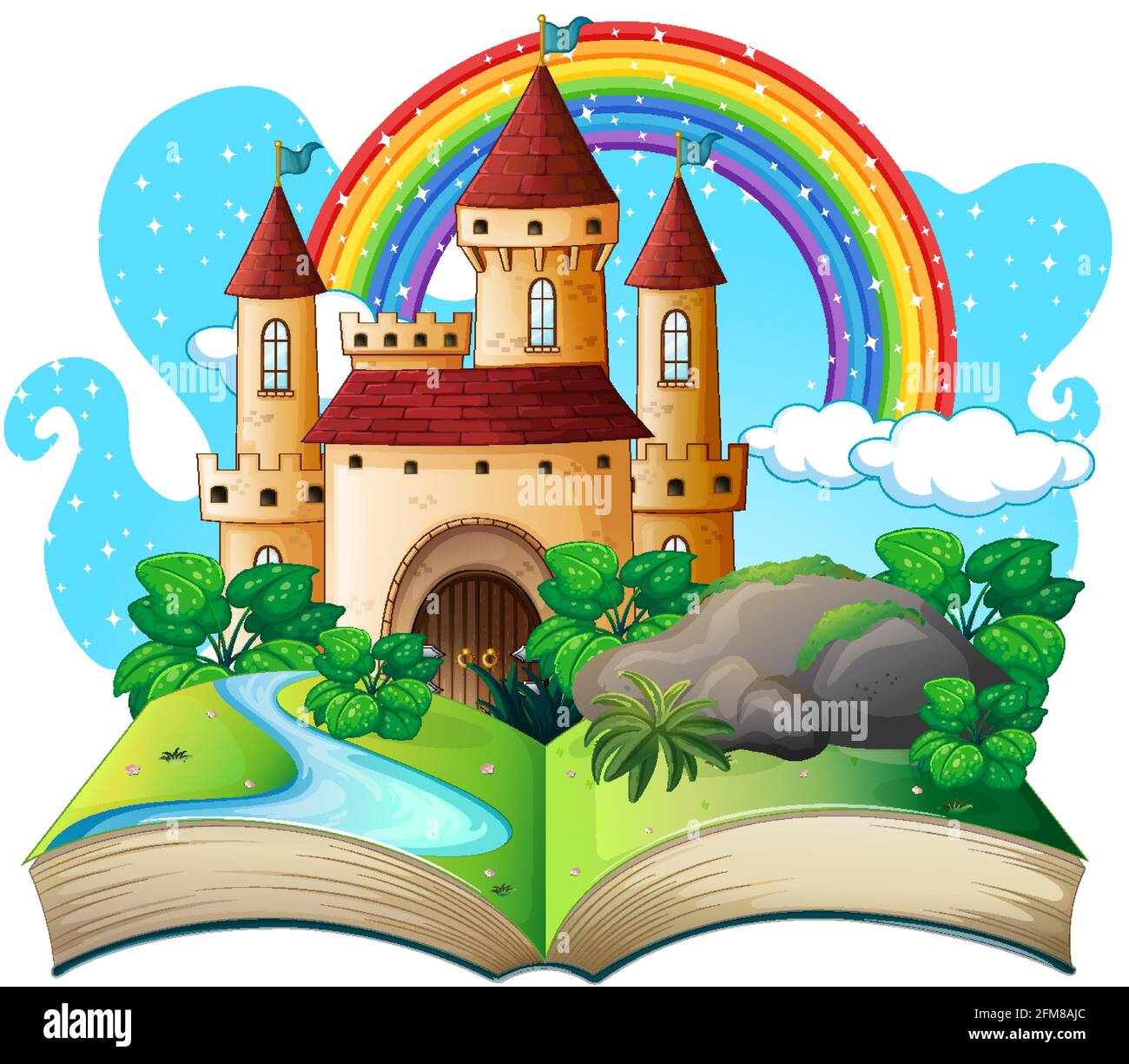 3D pop up book with castle fairy tale theme illustration Stock Vector ...